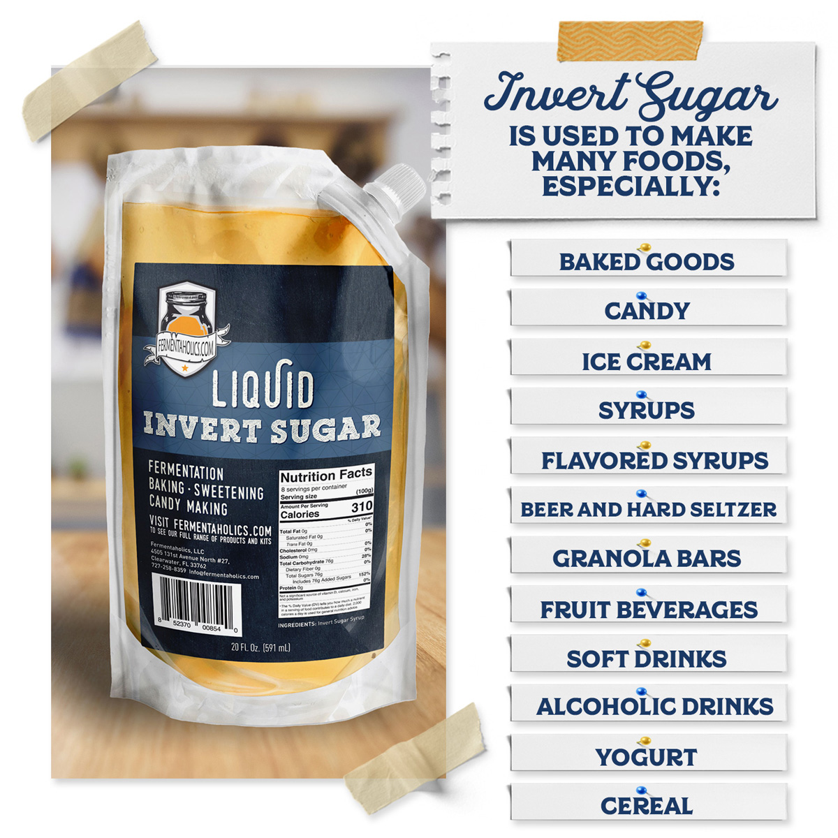 Inverted Sugar Syrup for Fermentation, Baking, and Sweetening